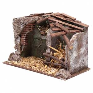 Nativity scene stable with trough and barn 18,5x29x14,5 | online sales ...