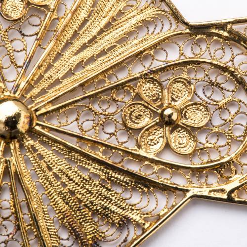 Ecclesiastical cross in gold plated silver, filigree decoration ...