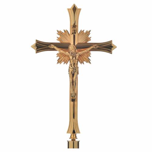 Processional cross with base in gold-plated brass | online sales on ...