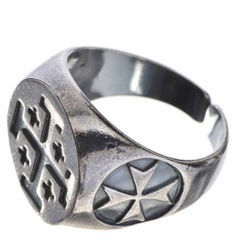 Episcopal ring in burnished 800 silver with Jerusalem cross | online ...
